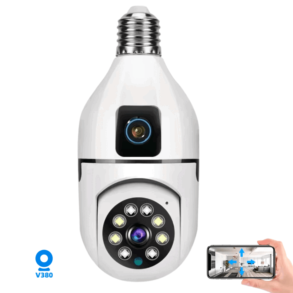 Smart bulb 2 lens camera for Home Surveillance - V380 Pro